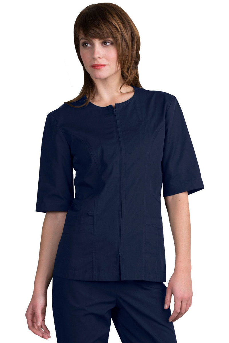 Women's Black Essential Full-Zip Tunic – HousekeepingUniforms.com